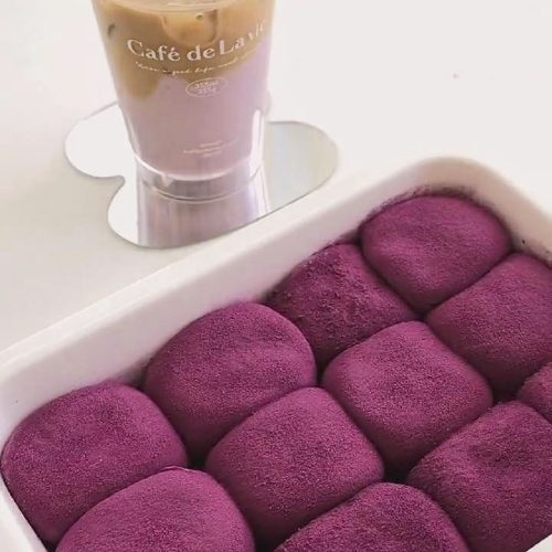 Soft and Chewy Taro Mochi - Cafe Deluxe