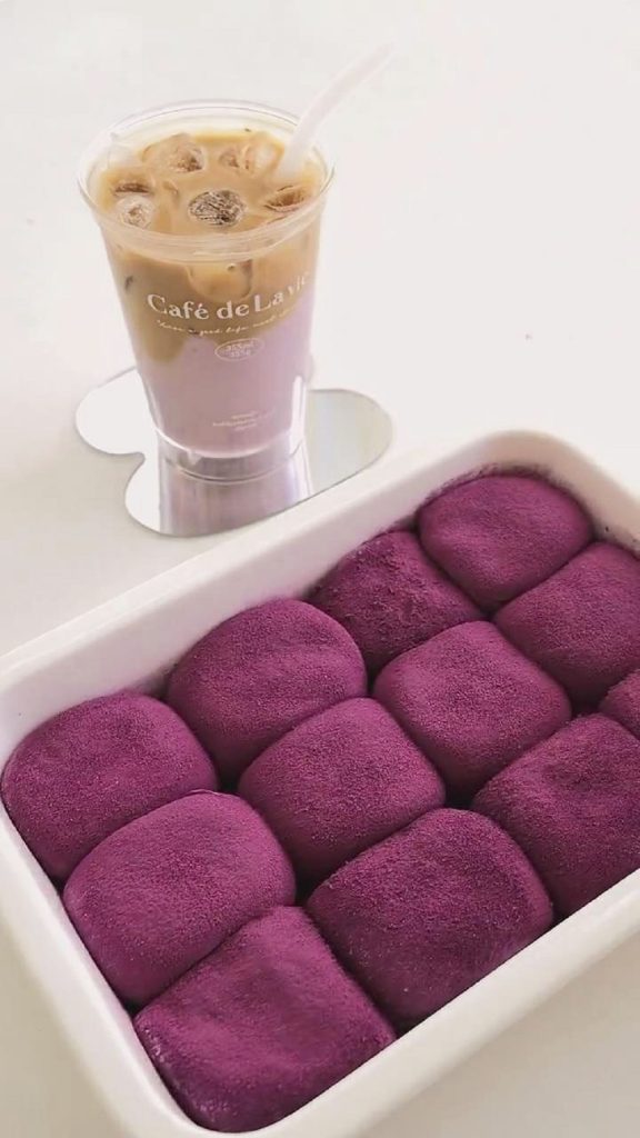 Soft and Chewy Taro Mochi - Cafe Deluxe